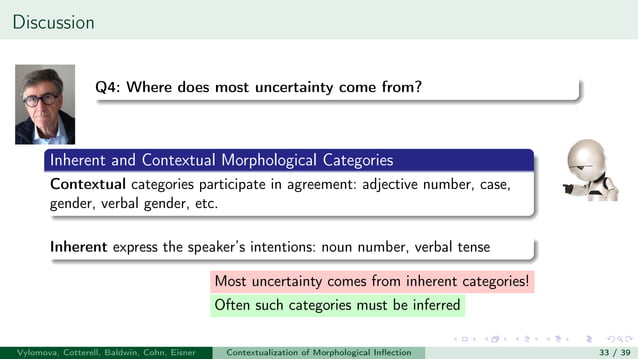 Contextualization of Morphological Inflection | PPT