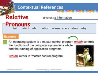 contextual-reference words to apply in reading texts | PPT | Operating Systems | Computer ...