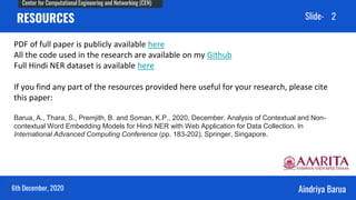 Contextual vs non-contextual word embedding models for Hindi Named Entity Recognition | Natural ...