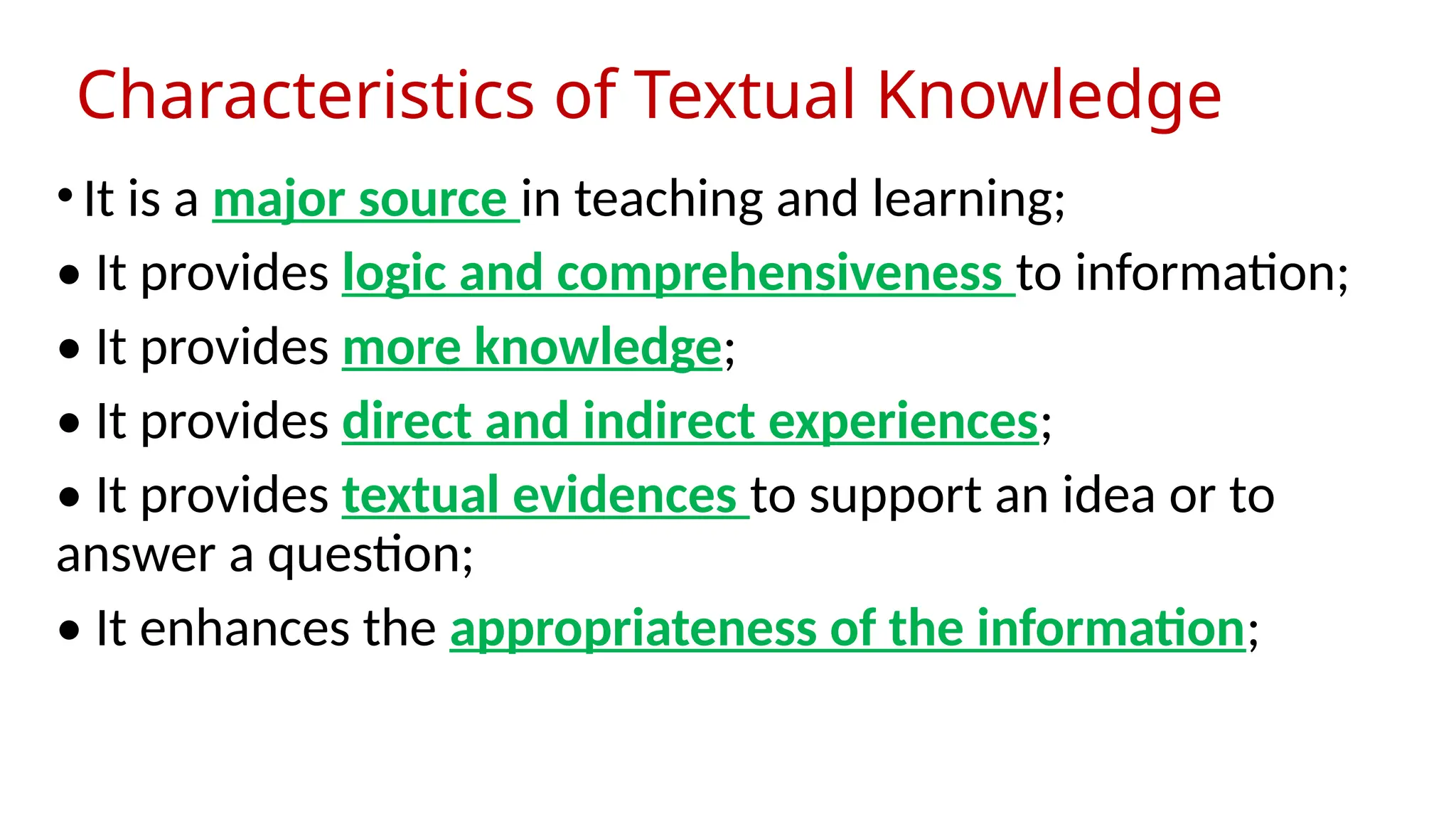 Contextual Knowledge ; Textual Knowledge | PPTX