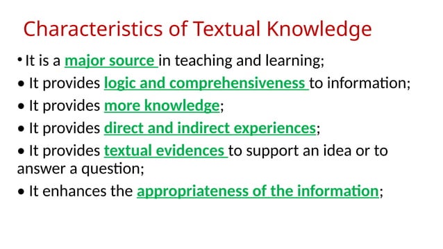 Contextual Knowledge ; Textual Knowledge | PPTX