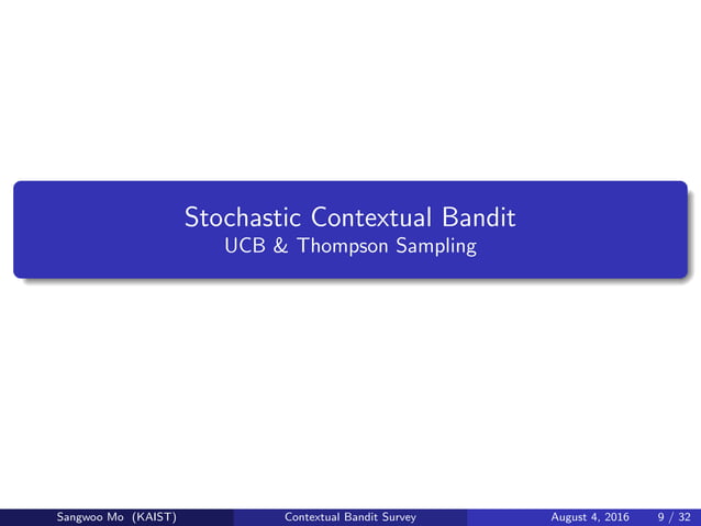 Contextual Bandit Survey | PPT