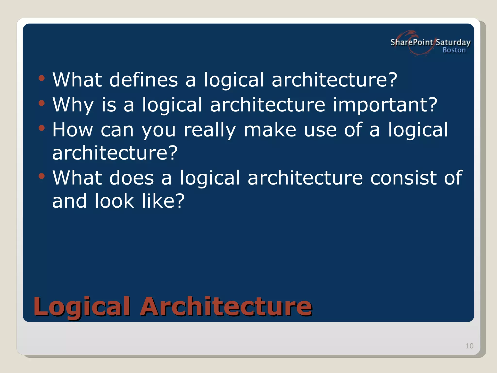 Contextual Considerations: Logical Architecture And Taxonomy | PPT