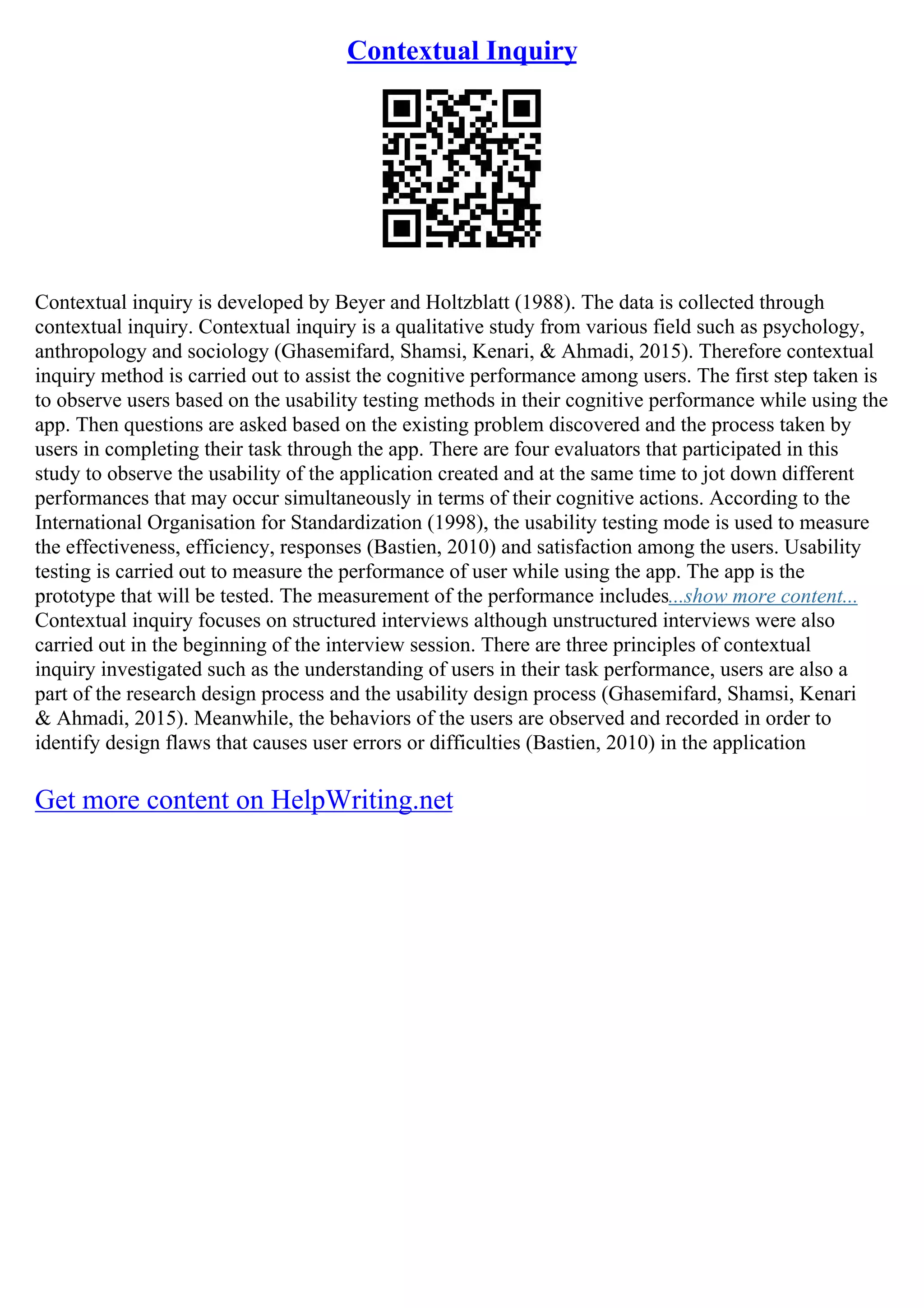 Contextual Inquiry | PDF