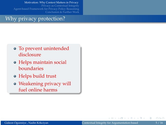 Contextual Integrity For Argumentation Based Privacy Reasoning Ppt