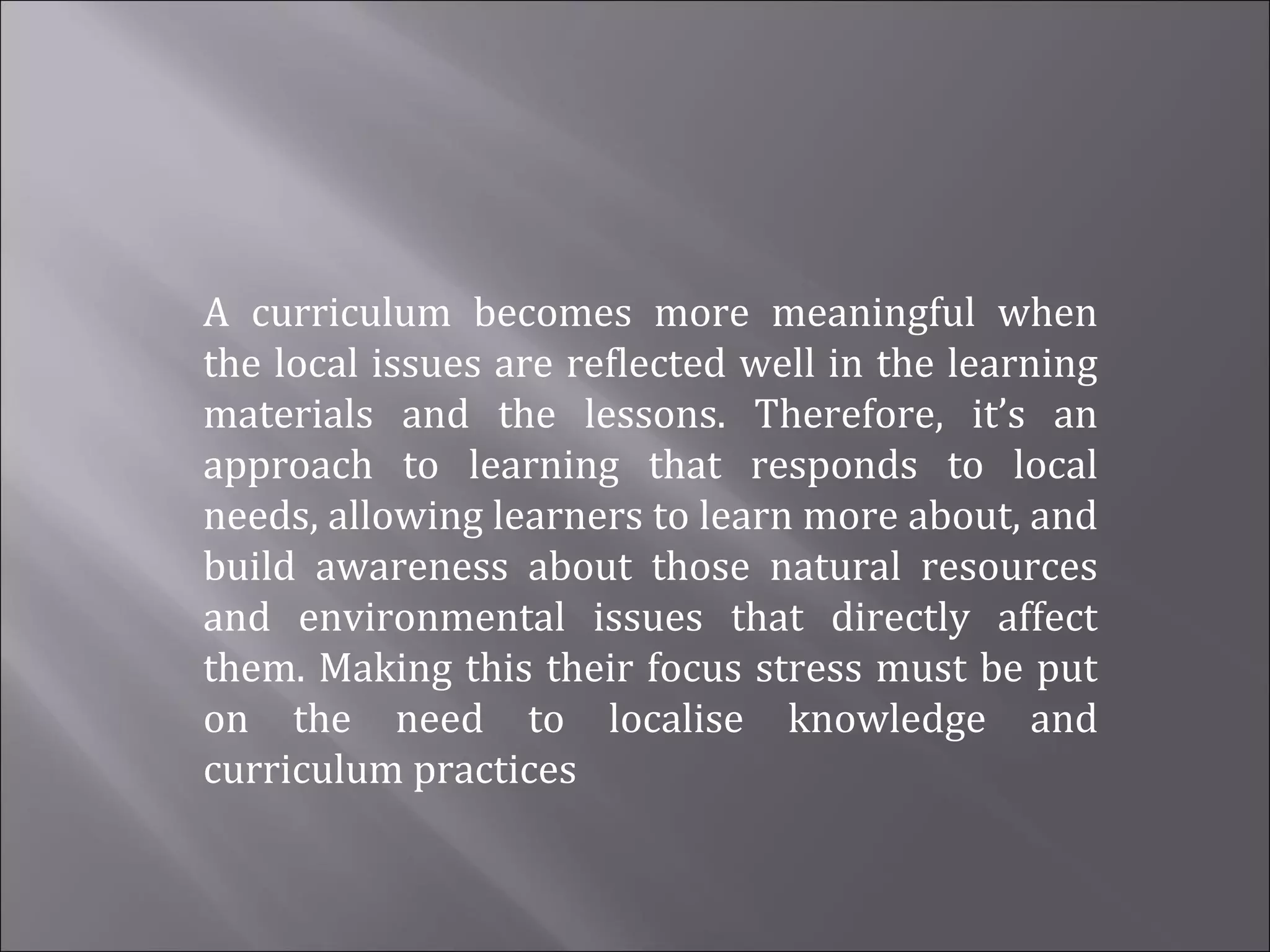 Contextualised curriculum | PPT