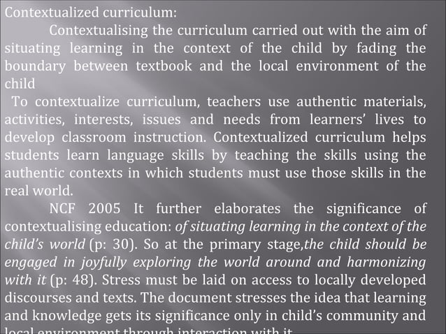 Contextualised curriculum | PPT