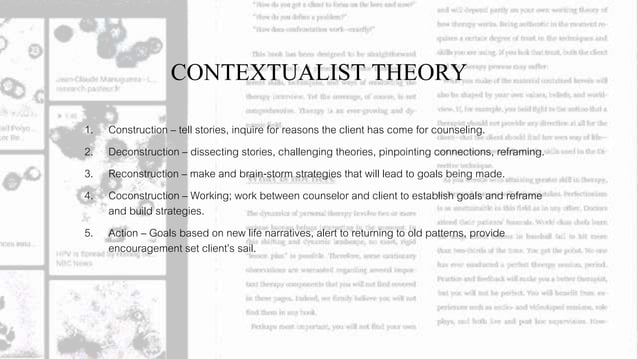 Contextualist theory in counseling | PPT