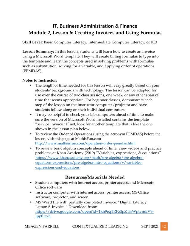 Contextualized Lesson Plans: Accessible Online Tools for Contextualized ...