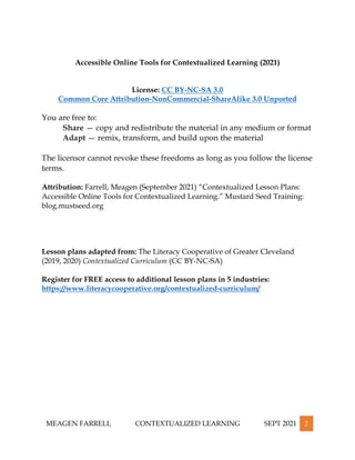 Contextualized Lesson Plans: Accessible Online Tools for Contextualized Learning | PDF