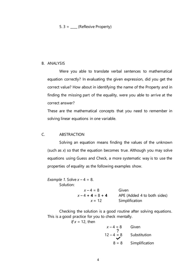 Contextualized Lesson Plan in Math 7 Linear Equation in One Variable | DOCX