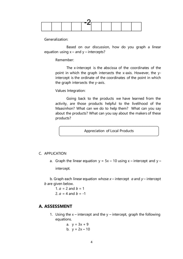 Contextualized Lesson Plan in Math 8 Graphs of Linear Equations using ...