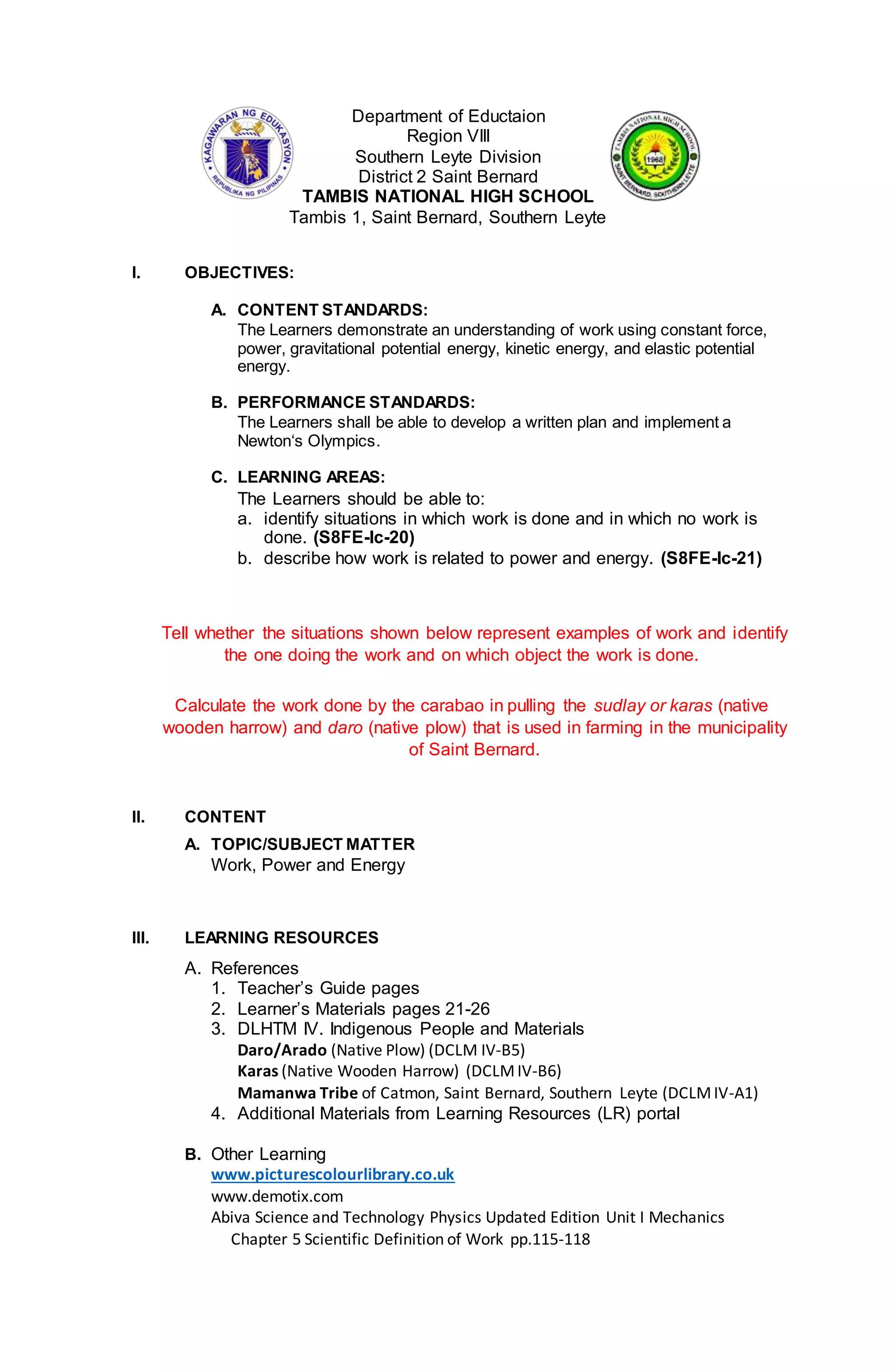 Contextualized lesson plan_First Quarter_WORK | DOCX