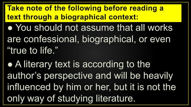 Contextual Reading Approaches.pptx | Biographies | Genres
