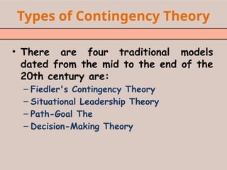 The Contigency of Leadership in Education very useful | PPT