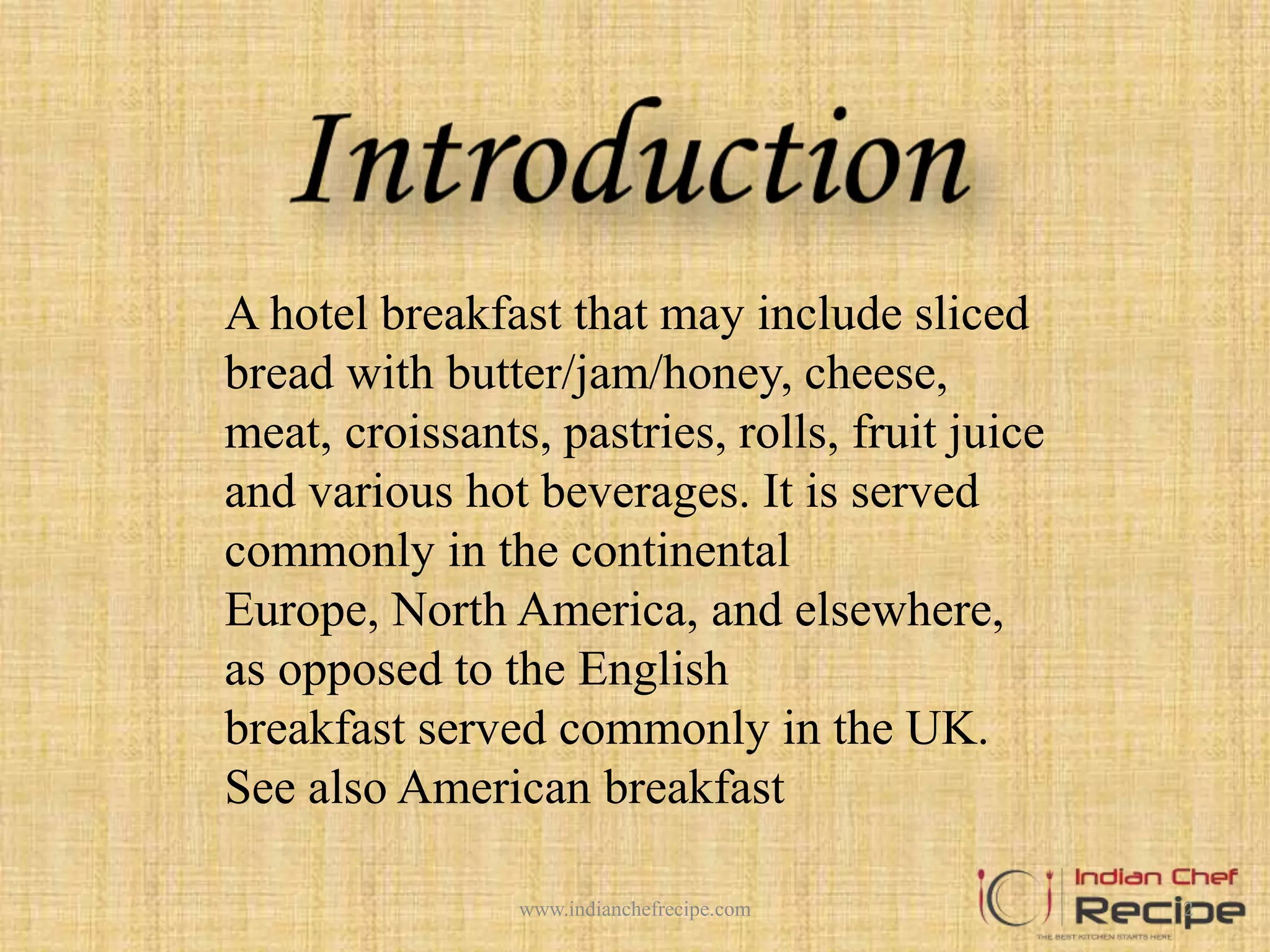 Continental breakfast menu | PPTX