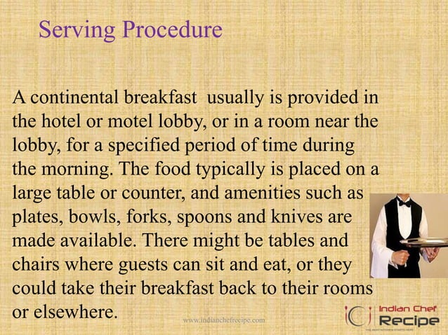 Continental breakfast menu | PPTX | Bed & Breakfasts | Travel Type