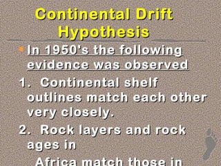 Continental drift wegener evidence | PPT