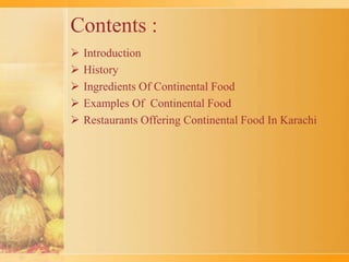 Continental Food and Meal | PPTX
