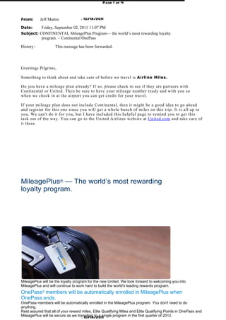 Continental mileage plus program— the world’s most rewarding loyalty ...