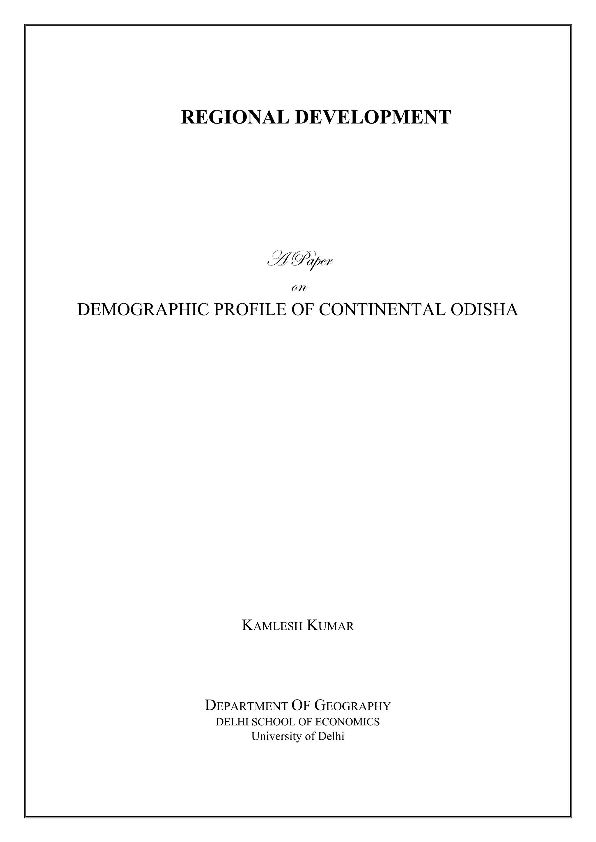 DEMOGRAPHIC PROFILE OF CONTINENTAL ODISHA | PDF