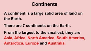 Continents and Oceans on the globe to learn | PPTX