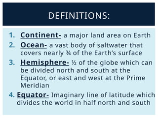 Continents and Oceans Key points hints.pptx