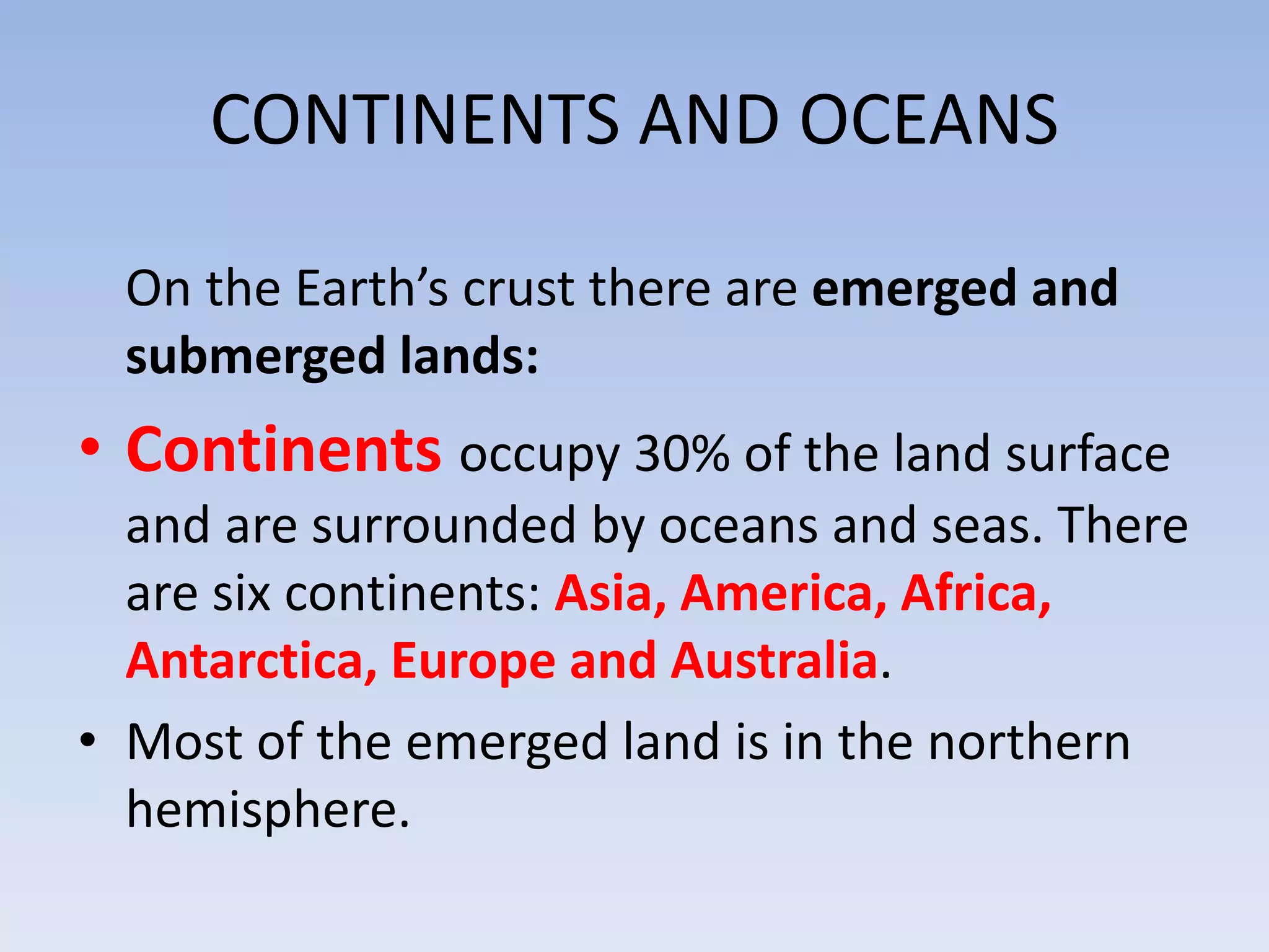 Continents oceans & landforms | PPTX