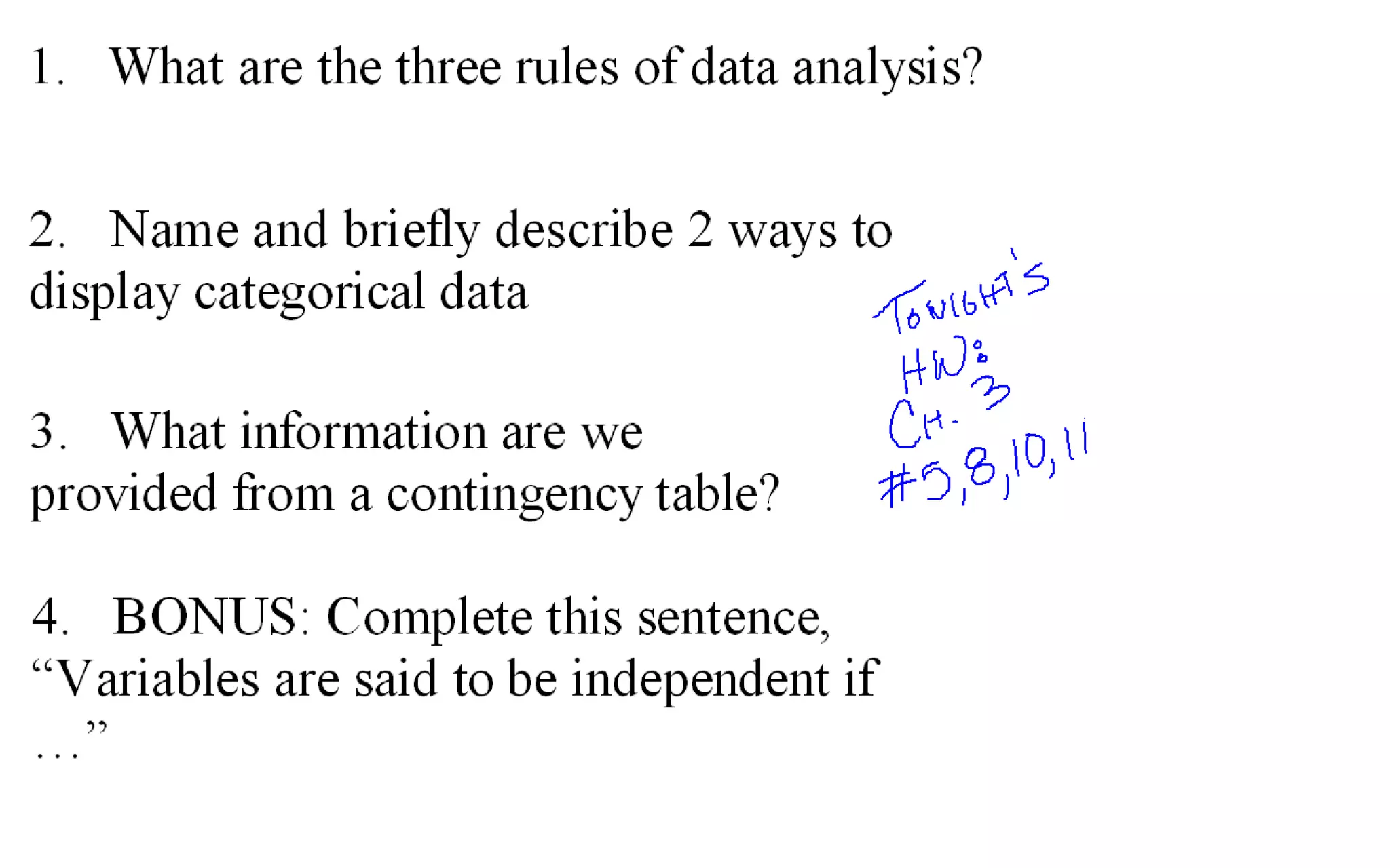 Contingency Tables 1 | PPT