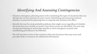 Contingency action plan in disaster managment | PPTX