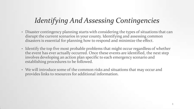 Contingency action plan in disaster managment | PPTX | Disasters