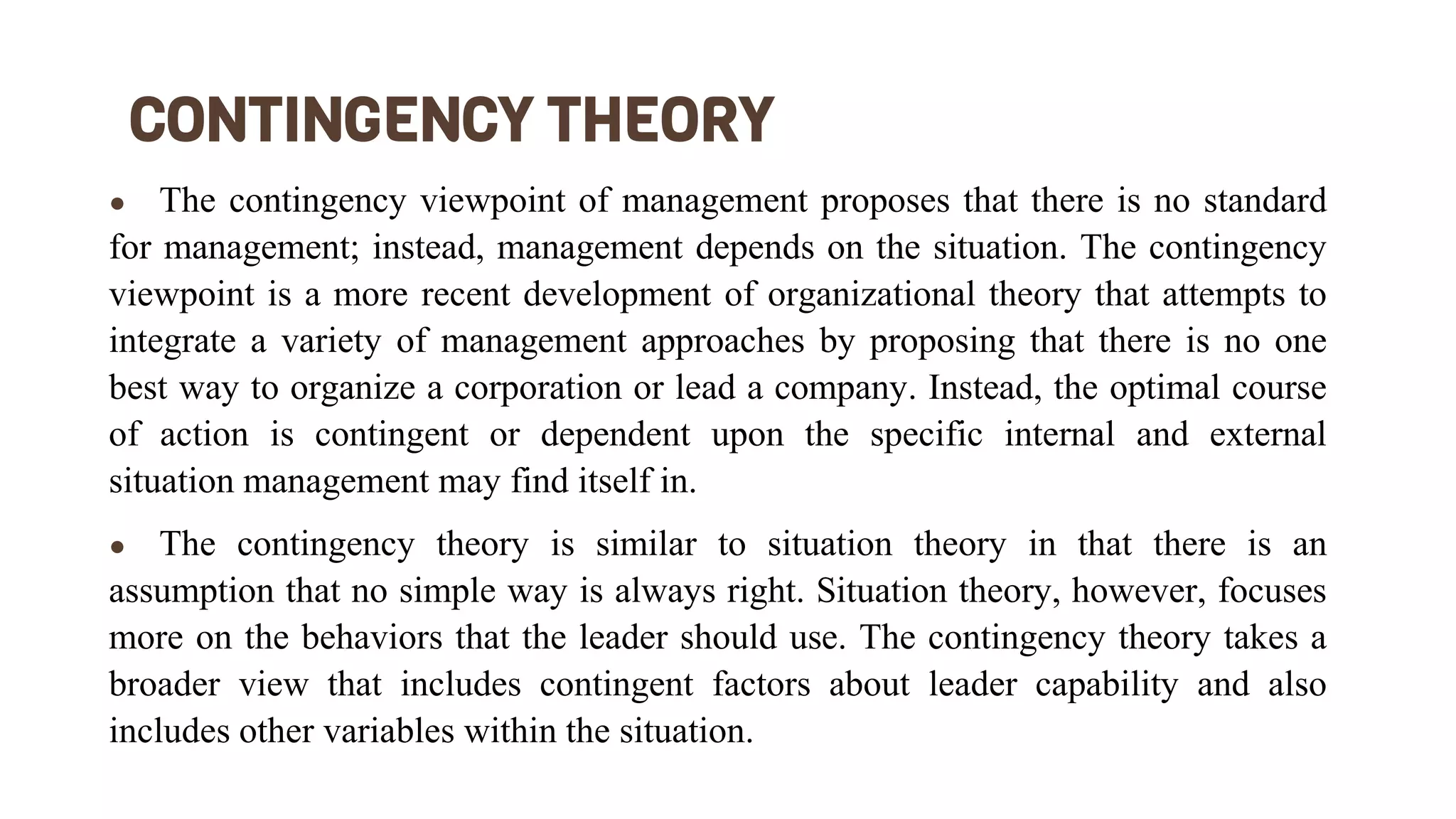 Contingency appraoch and system approach of management | PPTX