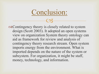 Contingency based information system. | PPTX