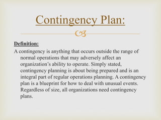 Contingency based information system. | PPT