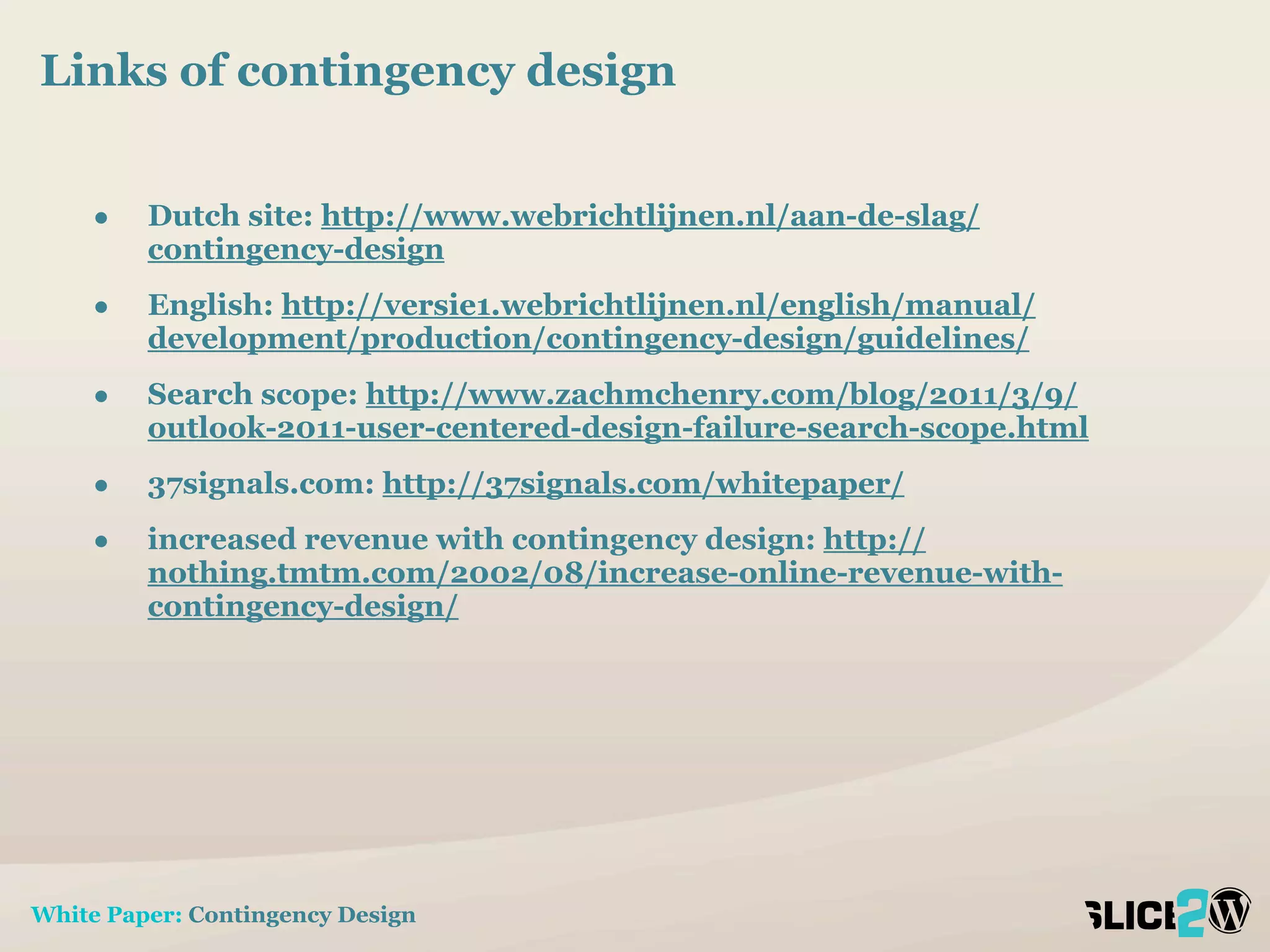 Contingency design | KEY