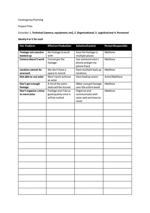 Contingency form | PDF