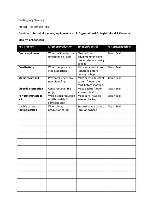 Contingency form 2017 | PDF