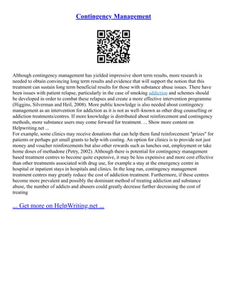 Contingency Management | PDF