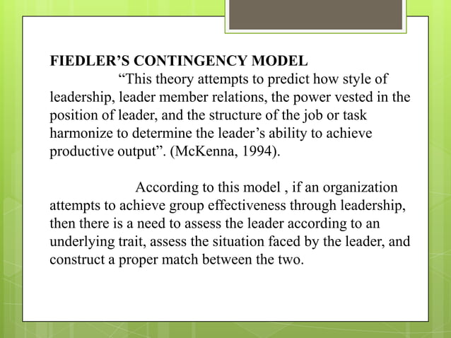 Contingency management theory - Fred Feidler | PPTX