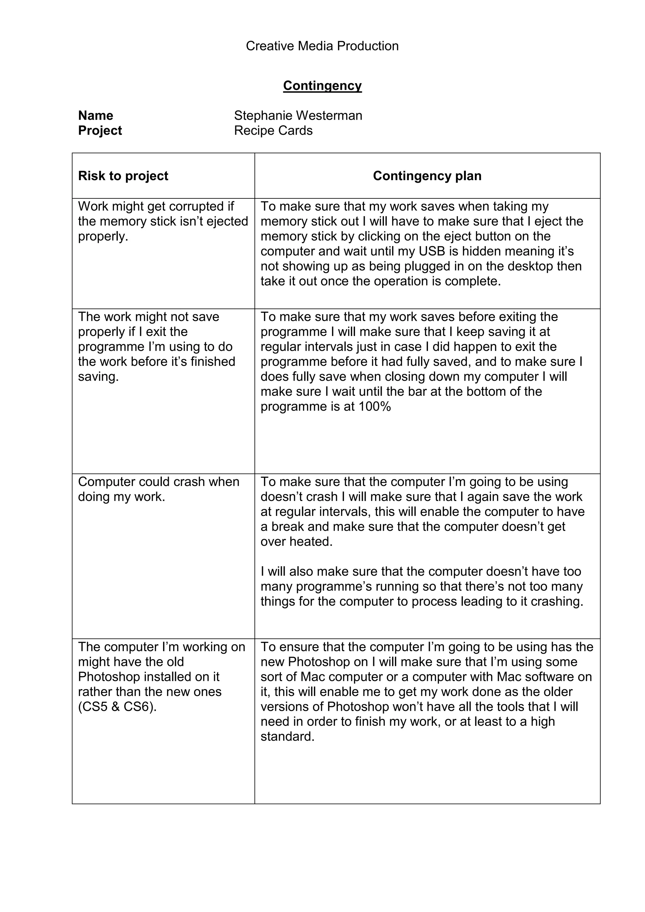 Contingency planning | DOCX | Computing | Technology & Computing