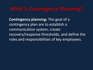 Contingency Planning And Disaster Recovery Planning | PPT