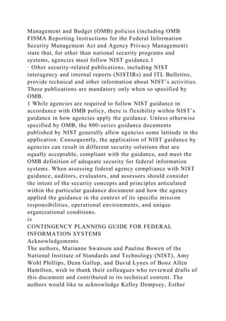 Contingency Planning Guide for Federal Information Systems Maria.docx