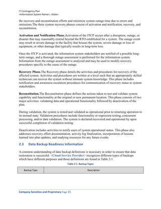 Information Technology Contingency Plan (Template) | PDF