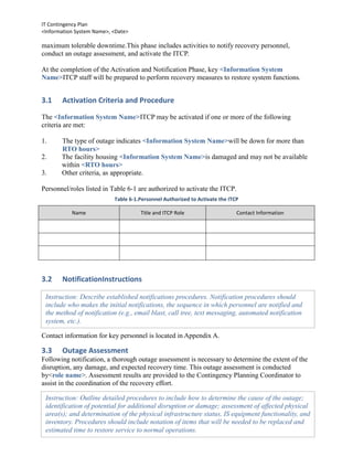 Information Technology Contingency Plan (Template) | DOCX