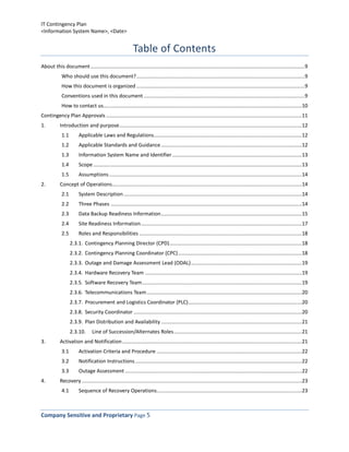 Information Technology Contingency Plan (Template) | PDF