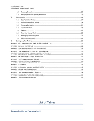 Information Technology Contingency Plan (Template) | PDF