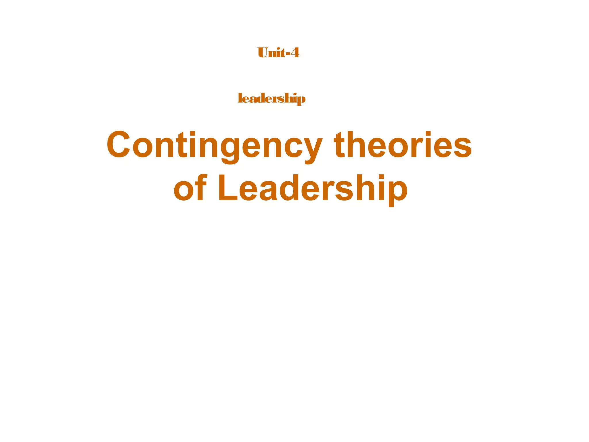 Contingency theories of leadership | PPT