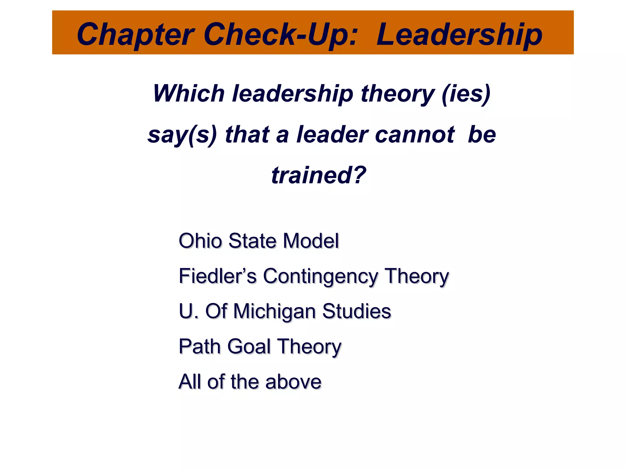 Contingency theories of leadership | PPT