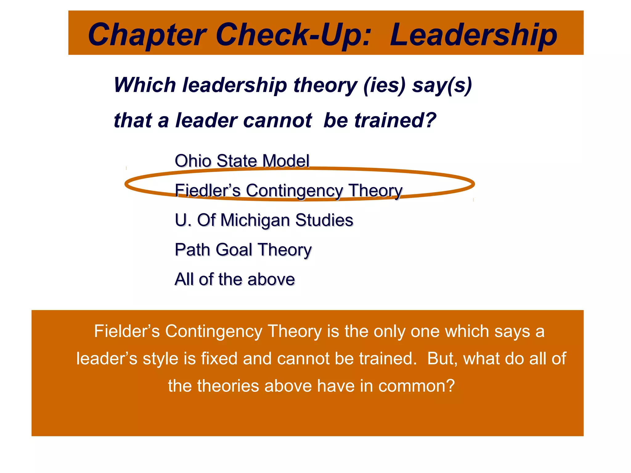 Contingency theories of leadership | PPT
