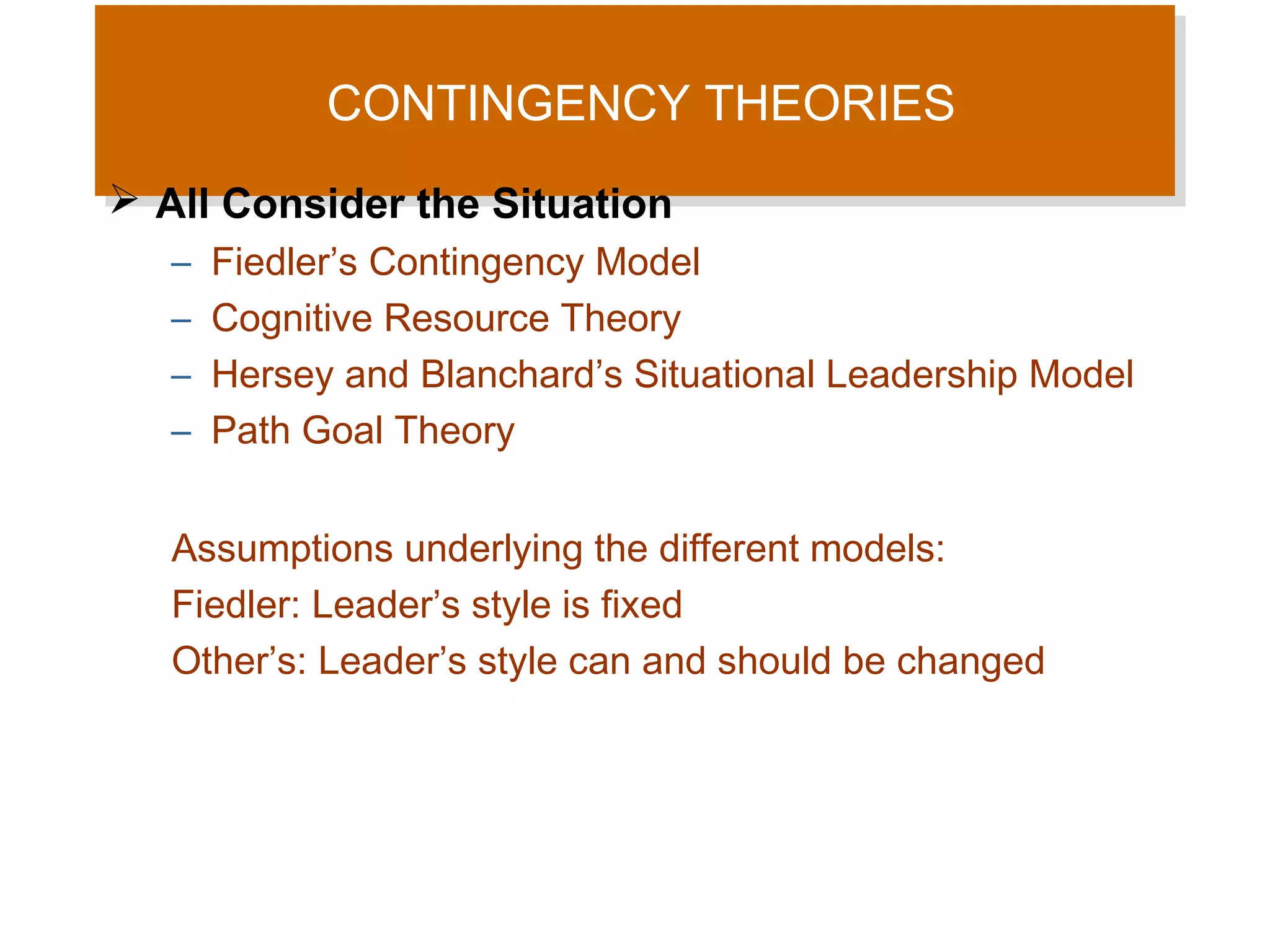 Contingency theories of leadership | PPT